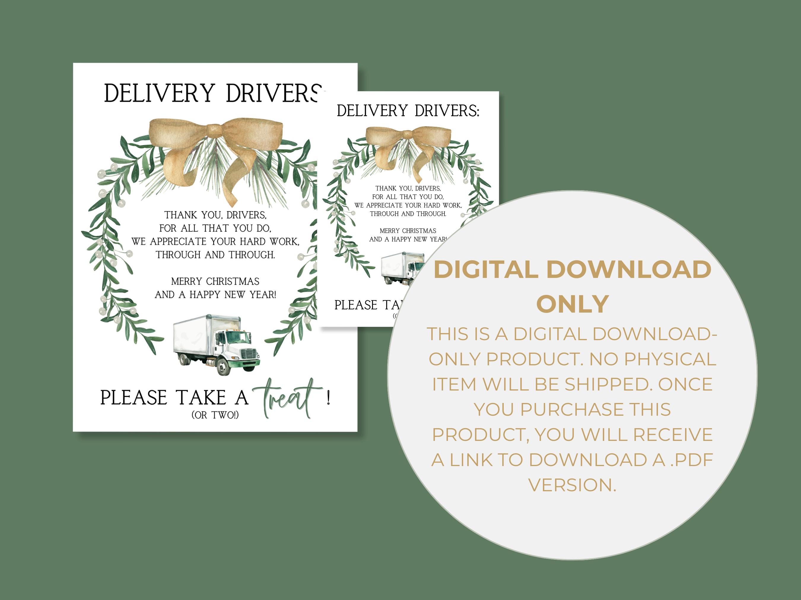Printable Holiday Thank You Sign for Delivery Drivers – Spread Cheer ...