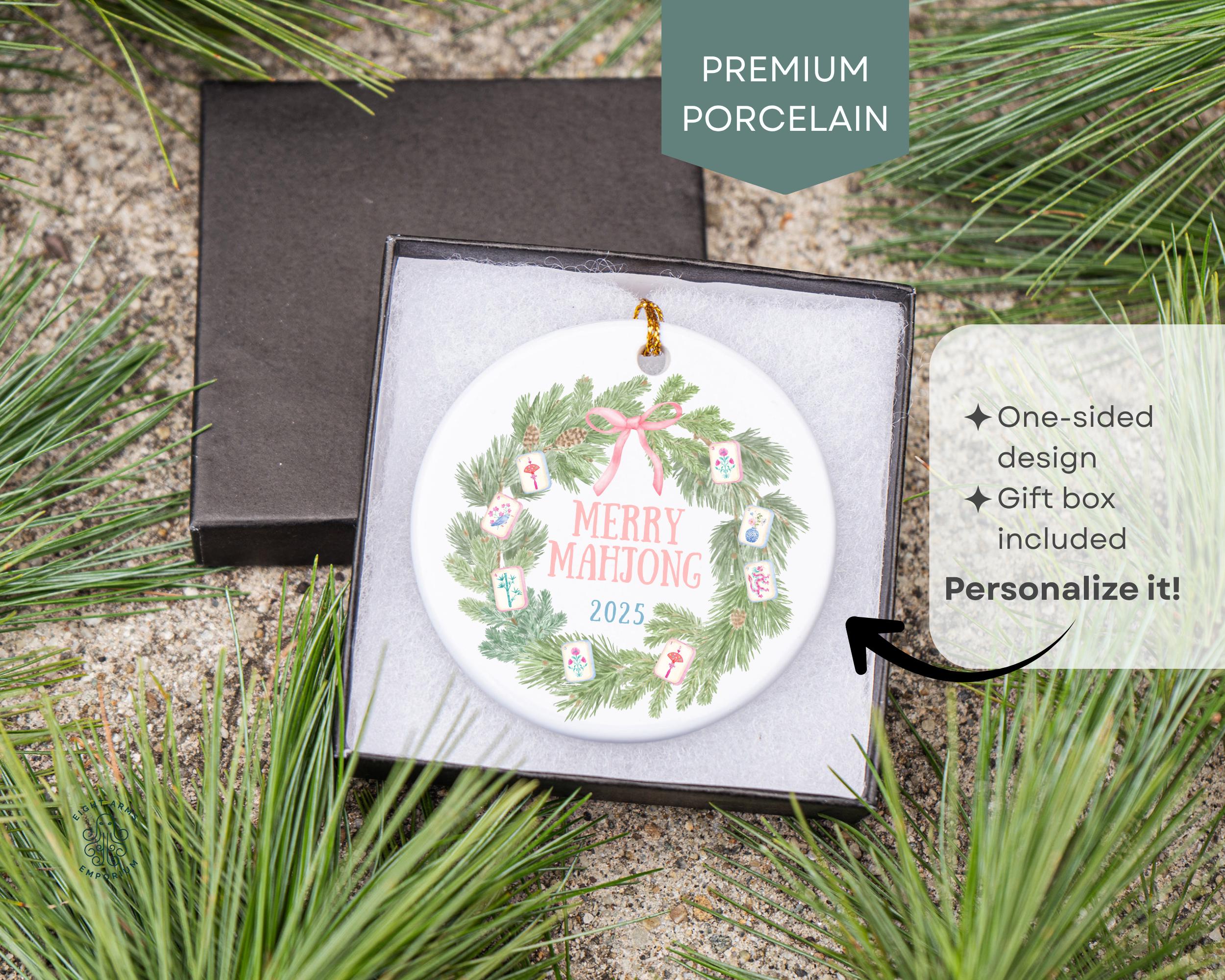 Mahjong Christmas Gift, Merry Mahjong Wreath Ornament, Mahjong Lover ...