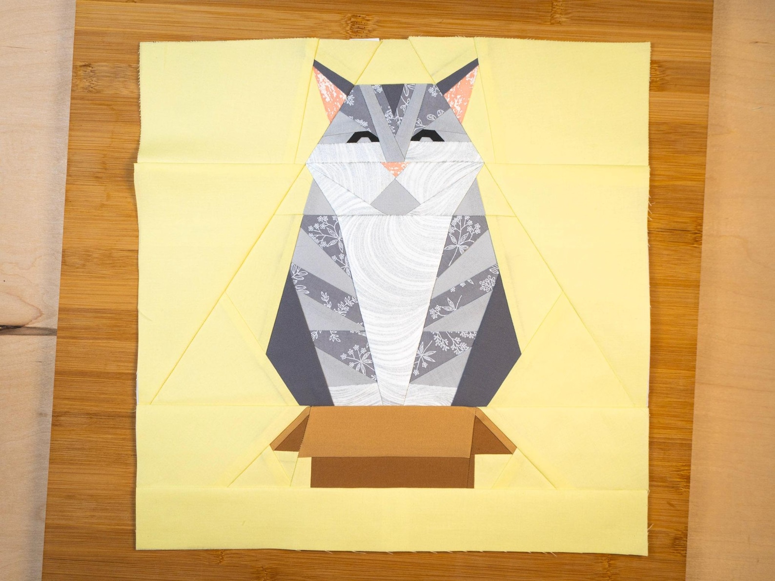 Box Kitty Quilt Block Pattern 14x14" Foundation Paper Piece FPP Tabby ...