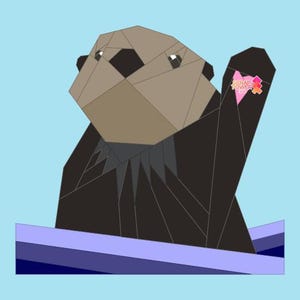 Otter Wave Quilt Block Pattern 16x16" Foundation Paper Piece FPP, Cute ...