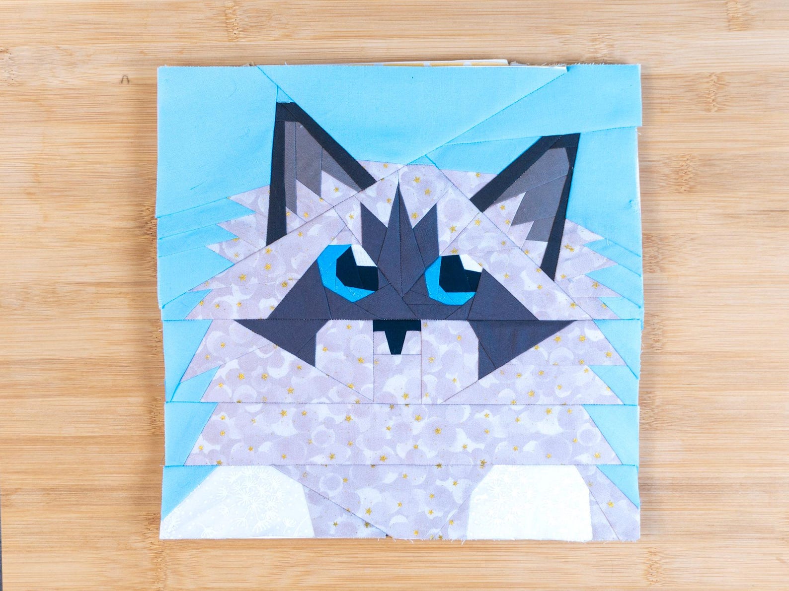Fluffy Kitty Close up Quilt Block Pattern 10x10" Foundation Paper Piece ...