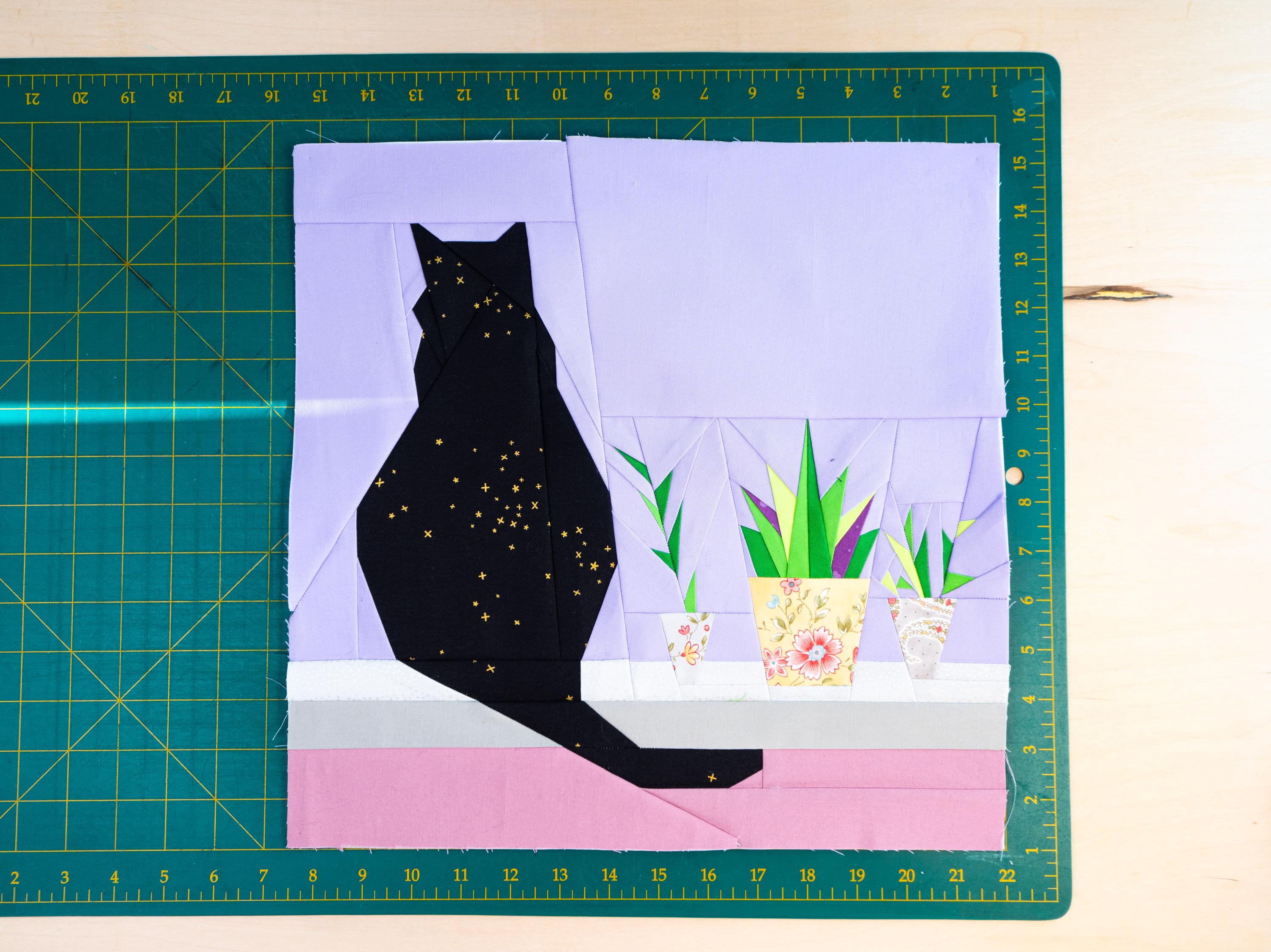 Kitties in the Window Quilt Block Pattern Bundle -two 14x14" Foundation ...
