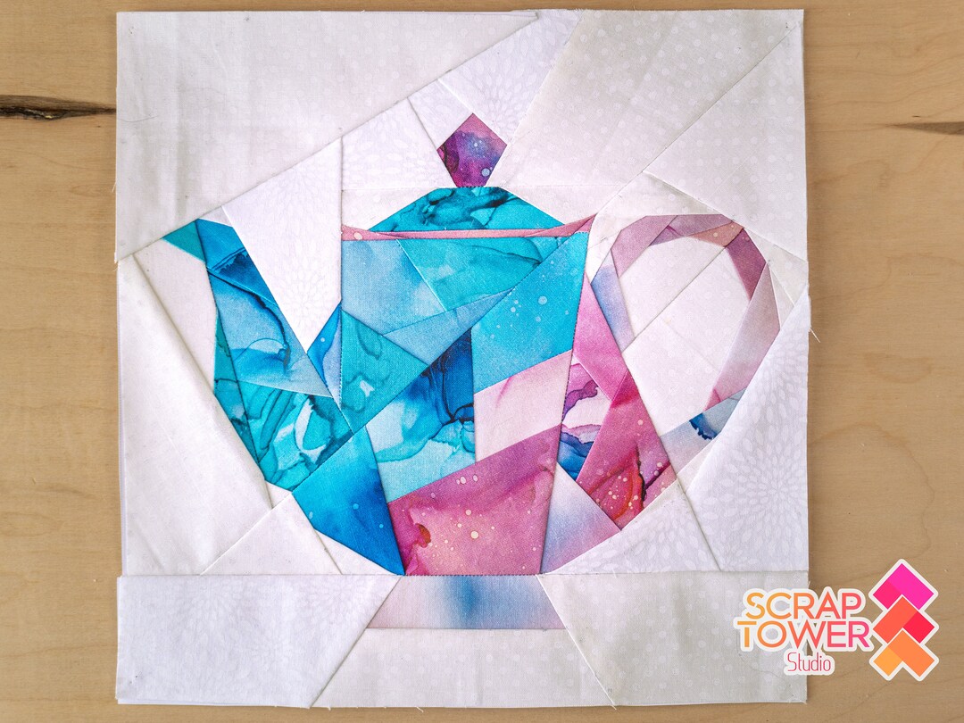 Geometric Teapot Quilt Block Pattern 10x10" Foundation Paper Piece FPP ...