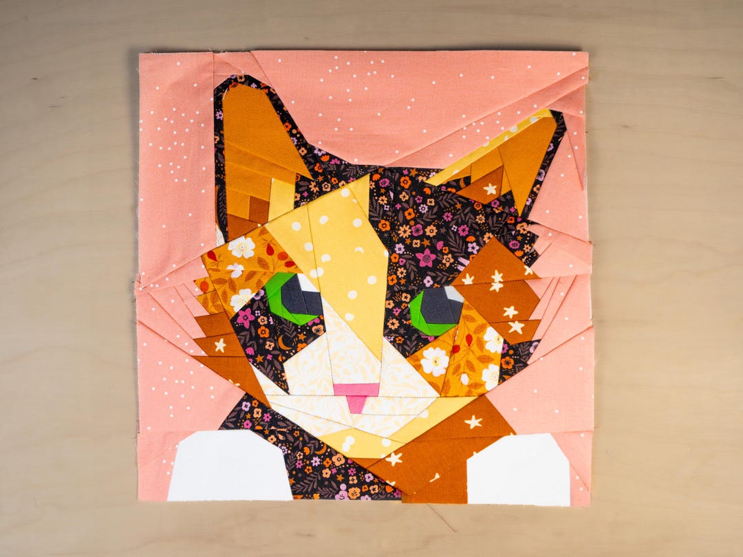 Calico Close up Quilt Block Pattern 10x10" Foundation Paper Piece FPP ...