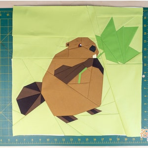 Chonky Maple Beaver Quilt Block Pattern 16x16" Foundation Paper Piece ...