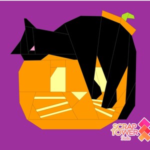 Kitty O' Lantern Quilt Block Pattern 14x14" Foundation Paper Piece FPP ...
