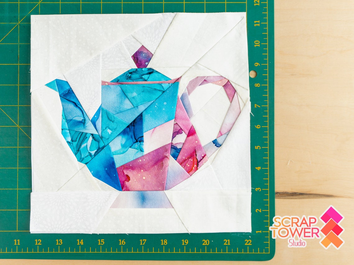 Geometric Teapot Quilt Block Pattern 10x10" Foundation Paper Piece FPP ...