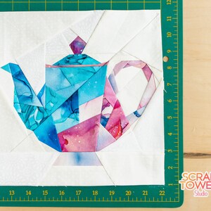 Geometric Teapot Quilt Block Pattern 10x10" Foundation Paper Piece FPP ...
