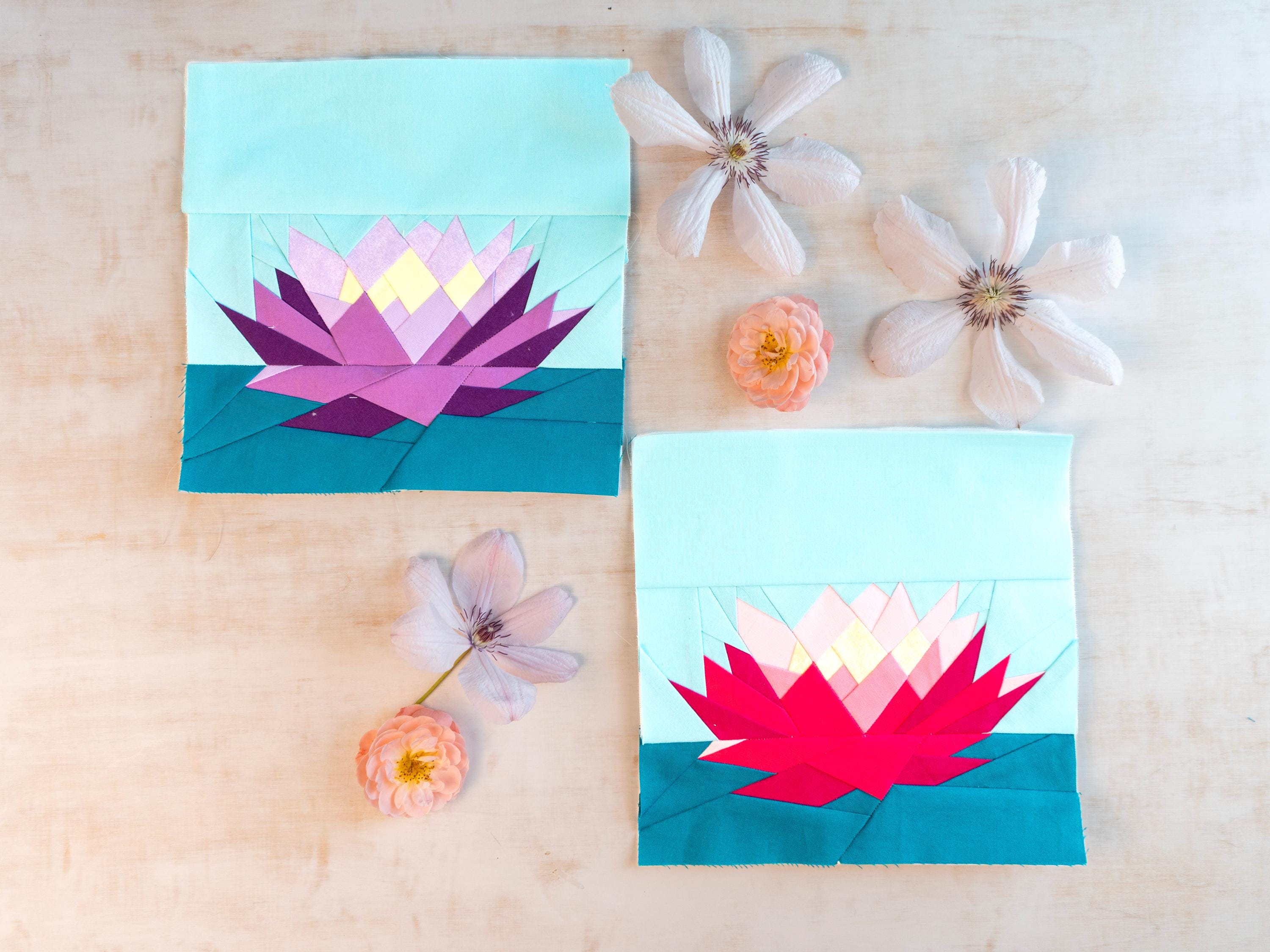 Frog Pond Quilt Block Patterns Two 8x8 Squares, Foundation Paper Piece ...