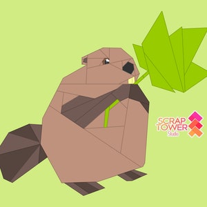 Chonky Maple Beaver Quilt Block Pattern 16x16" Foundation Paper Piece ...