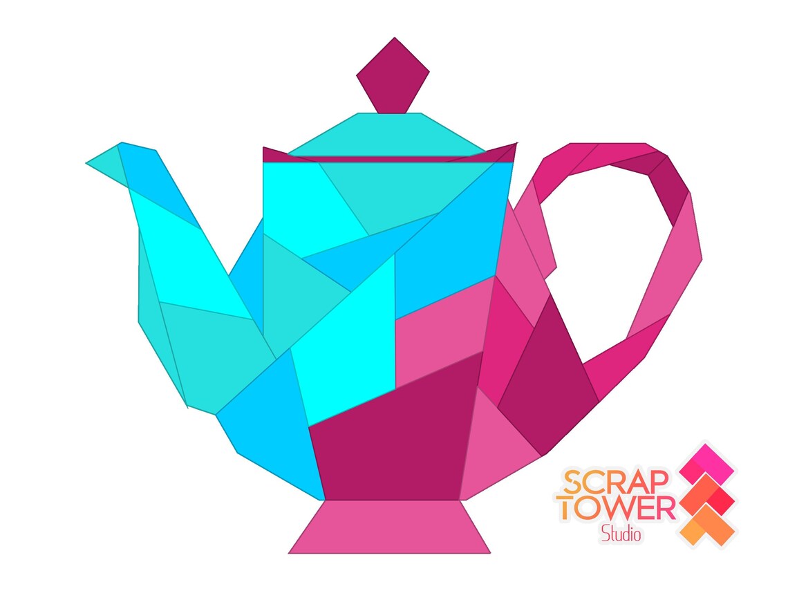 Geometric Teapot Quilt Block Pattern 10x10" Foundation Paper Piece FPP ...