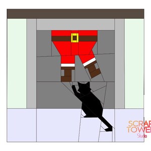 Santa Swat Kitty FPP Quilt Block Pattern - Etsy