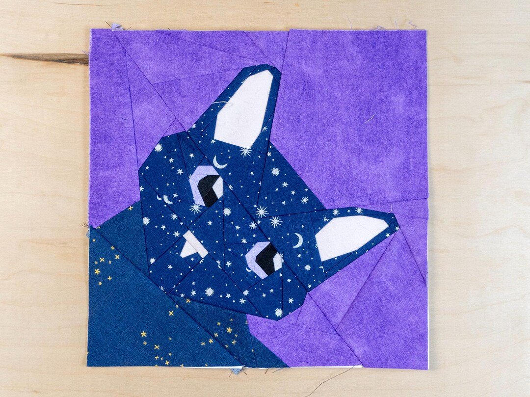 Tilted Close up Kitty Quilt Block Pattern 10x10" Foundation Paper Piece ...