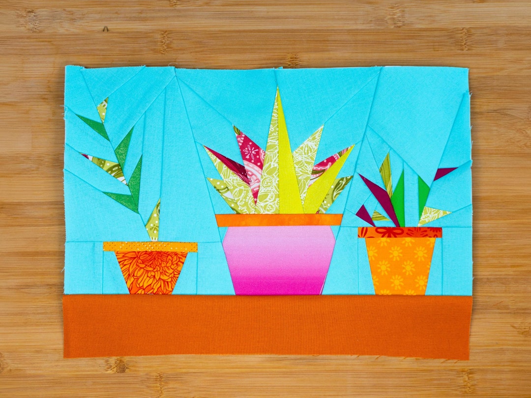 Little Plant Trio Quilt Block Pattern Foundation Paper Piece FPP House ...