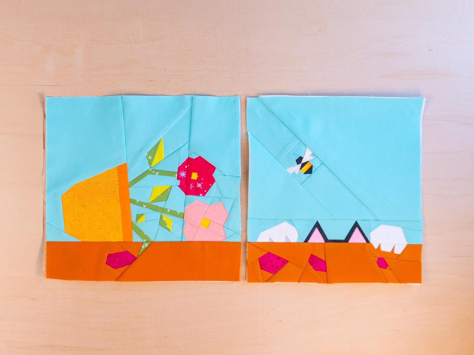 Kitty Bumble Quilt Block Pattern Set of 2 Foundation Paper Piece FPP ...
