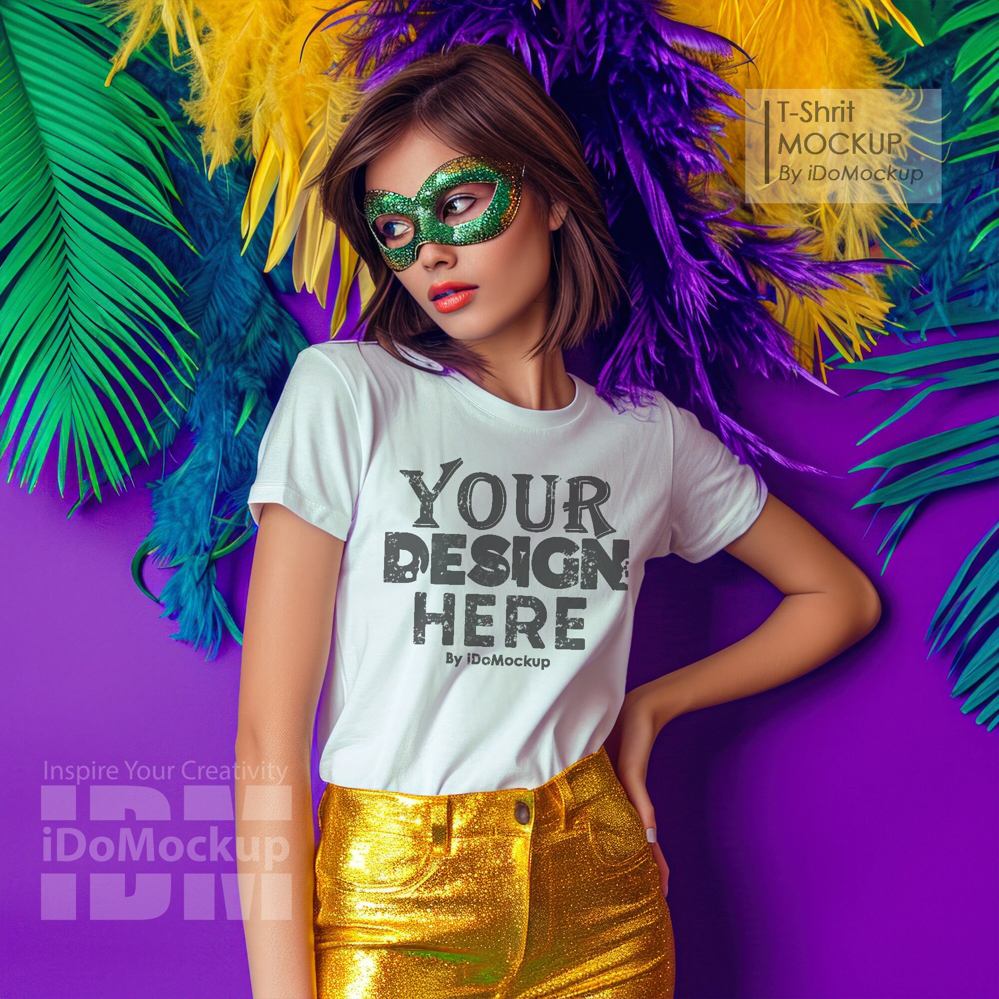 Mardi Gras Shirt Mockup, Black Green Yellow White Bella Canvas 3001 ...