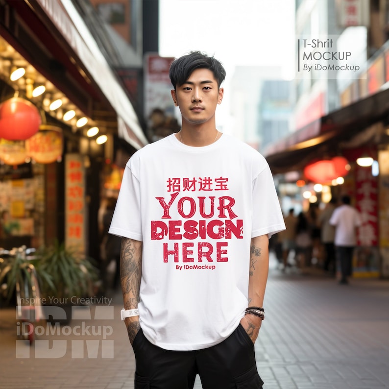 Chinese New Year Tshirt Mockup, White Oversized Comfort Colors 1717 ...