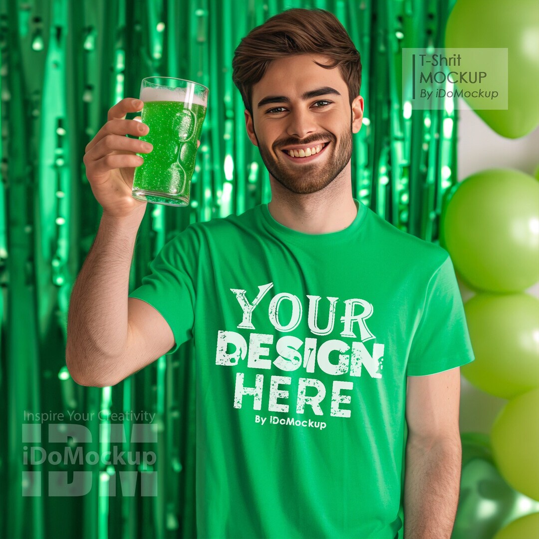St Patricks Day Tshirt Mockup, Green Bella Canvas 3001, Green Shirt Man ...