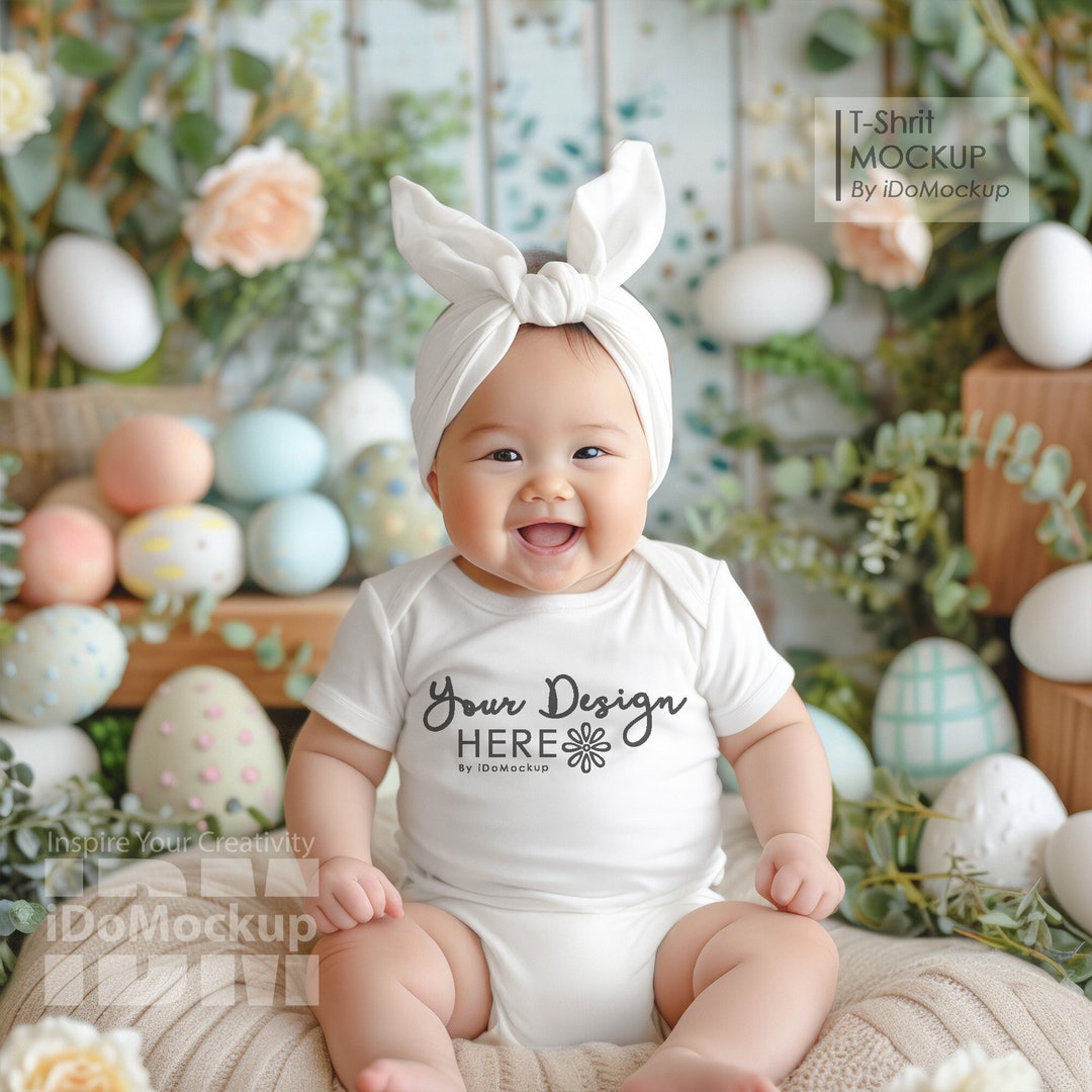 Easter Baby Bodysuit Mockup,white Baby Newborn Onesie Mockup, White ...