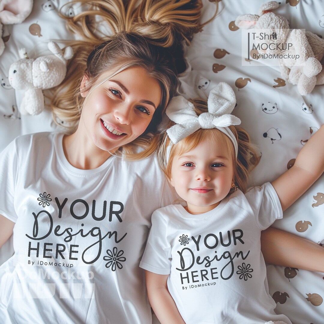 Mommy and Me Mockup, Family Tshirt Mockup, White Shirt Mom Kids Family ...