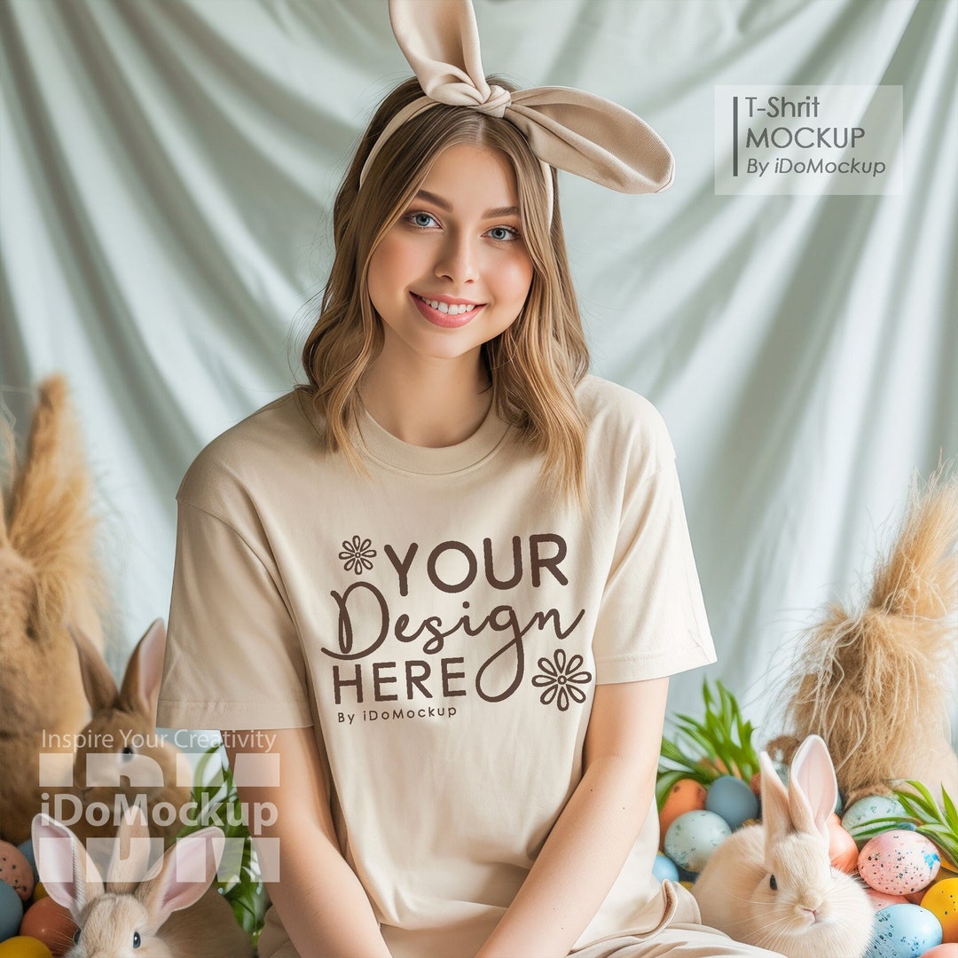Easter Tan Shirt Mockup, Tan Bella Canvas 3001 T-shirt Trendy Easter ...
