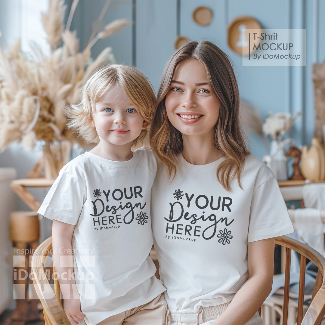 Mommy and Me Mockup, Family Tshirt Mockup, White Shirt Mom Kids Family ...