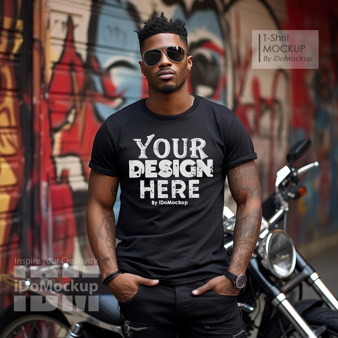 Black Model Mockup Black Bella Canvas 3001, African American Mockup ...