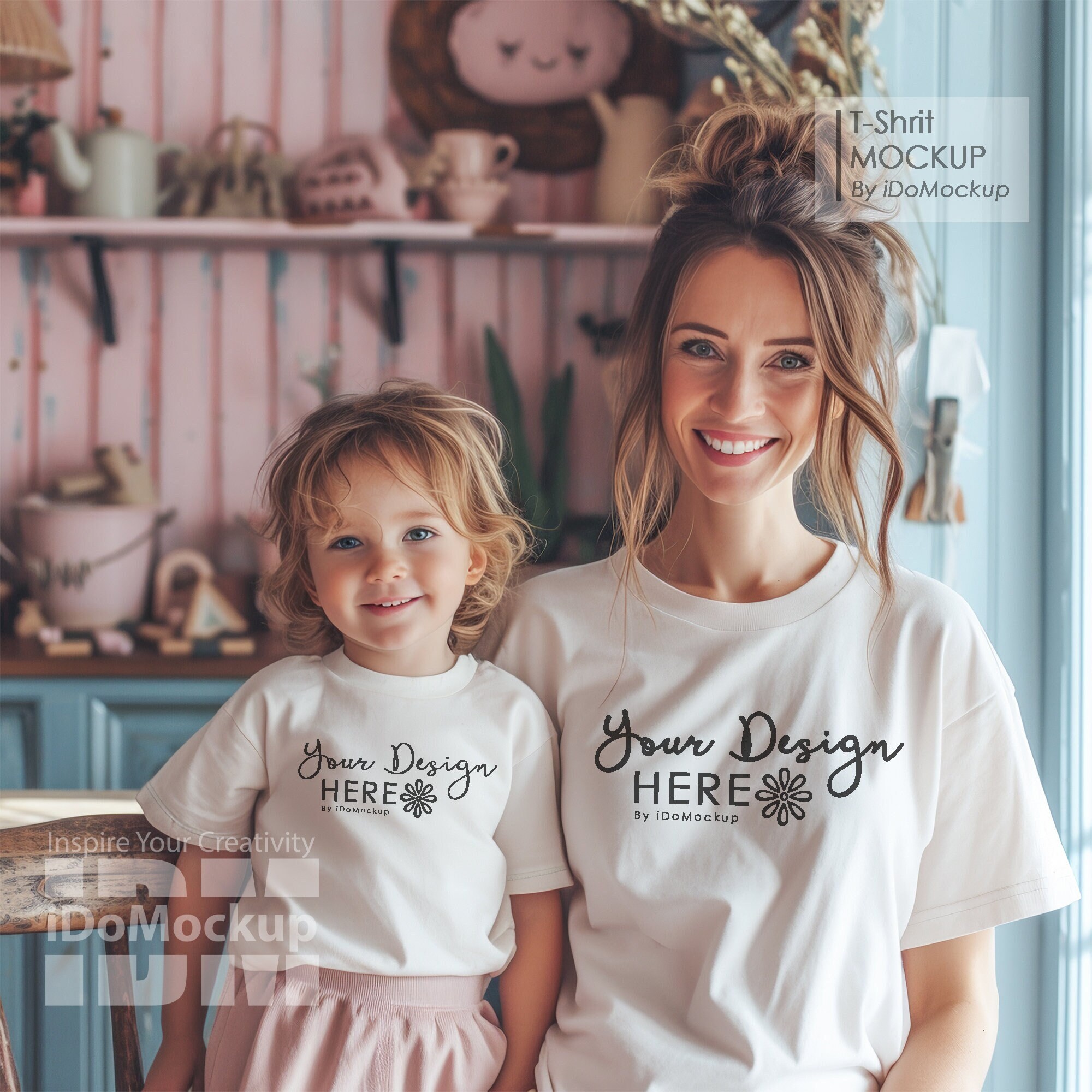 Mommy and Me Mockup, Family Tshirt Mockup, White Shirt Mom Kids Family ...