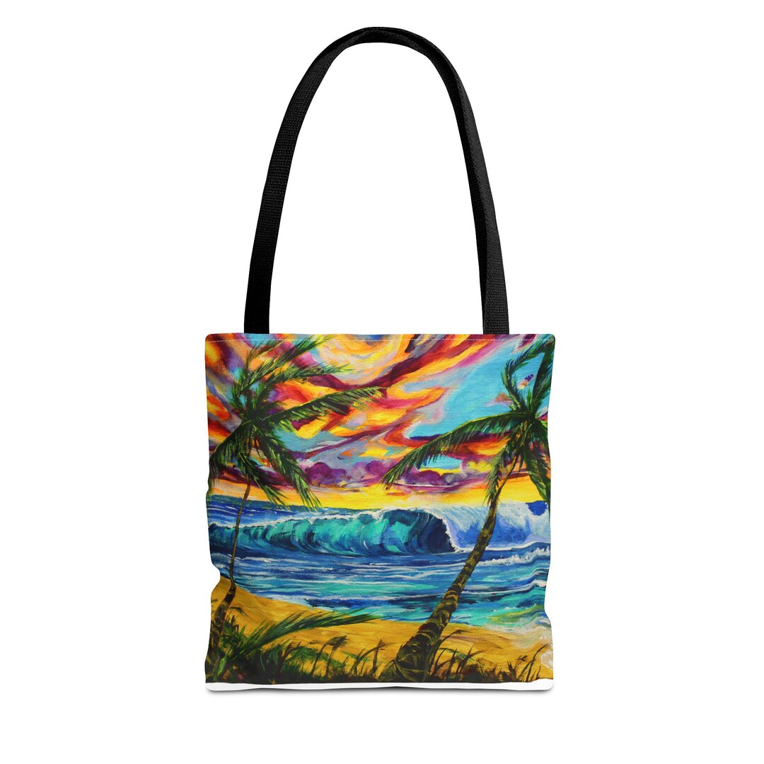 Beach Scene and Turtle Tote Bag, Coastal Tote, Ocean Lover Gift, Summer ...