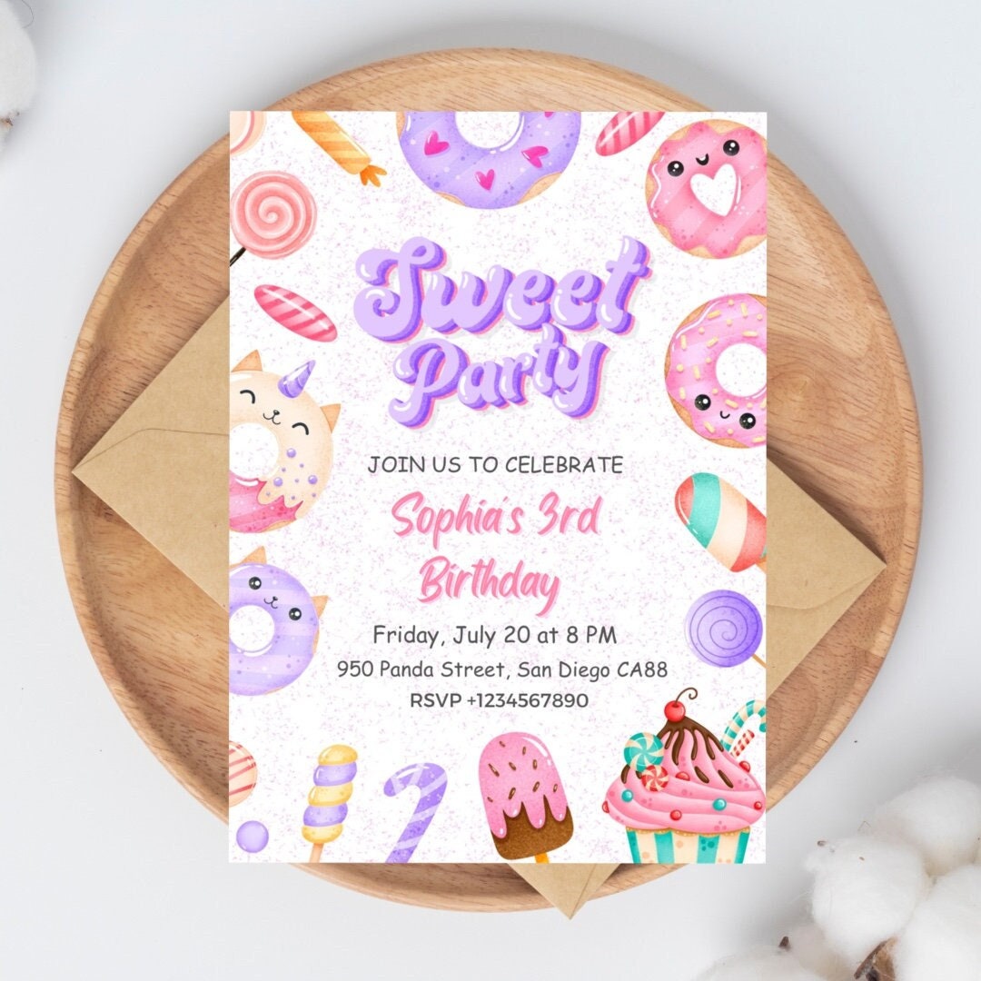 Sweets Candy Invitation Sweet Candy Birthday Invitation Sweet ...