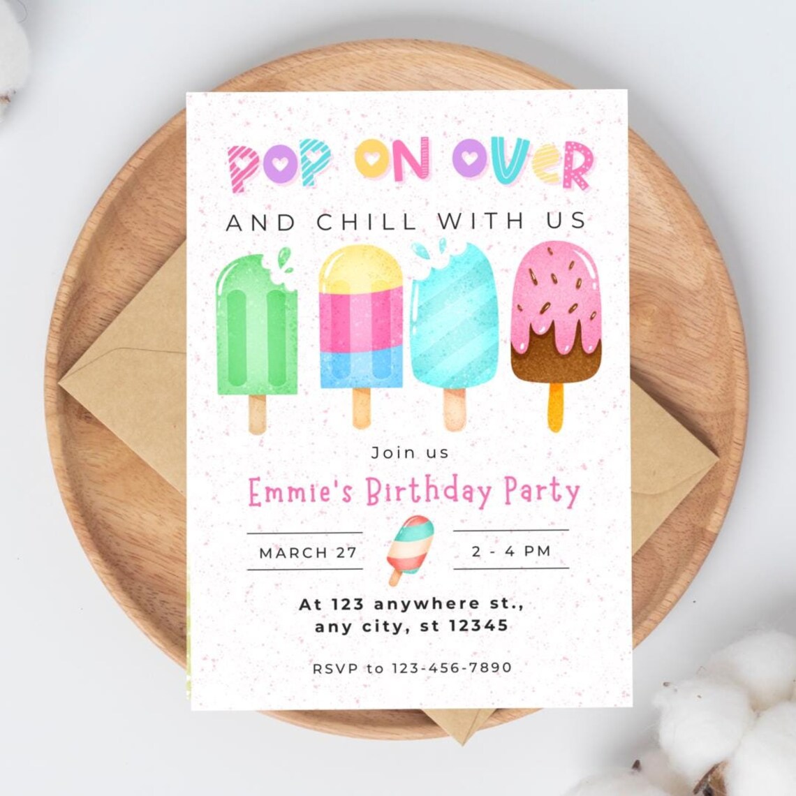 Editable Popsicle Birthday Invitation Popsicle Birthday Invite Pop on ...