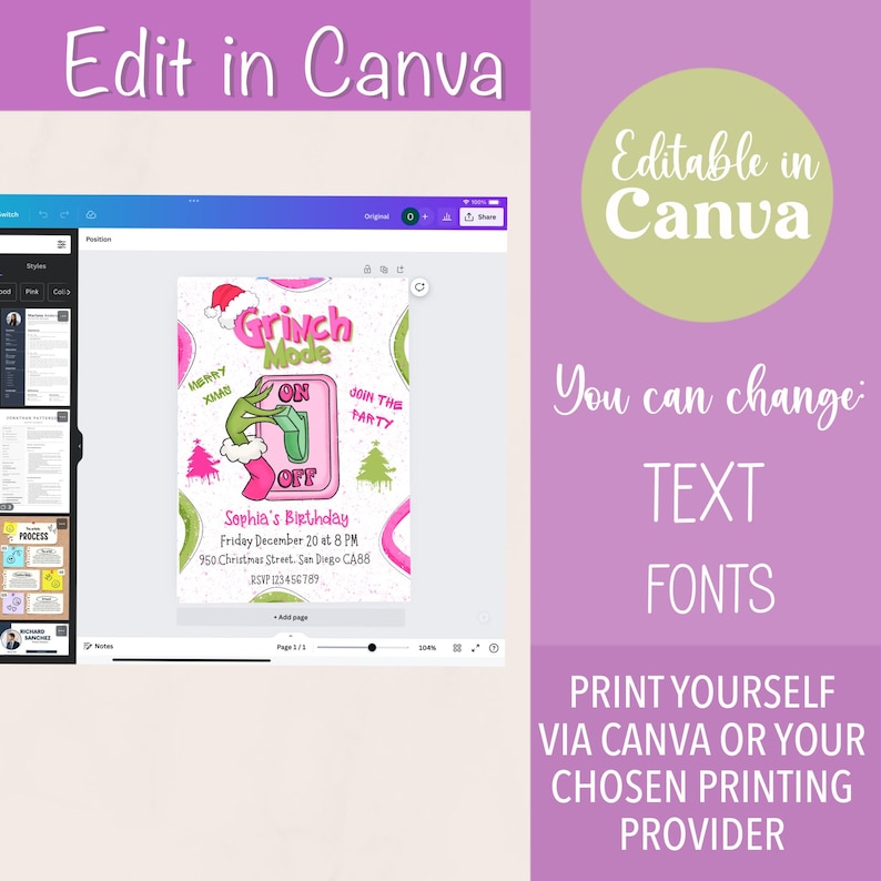 Editable Grinchmas Party Invite for Girl Grinch Birthday Christmas ...