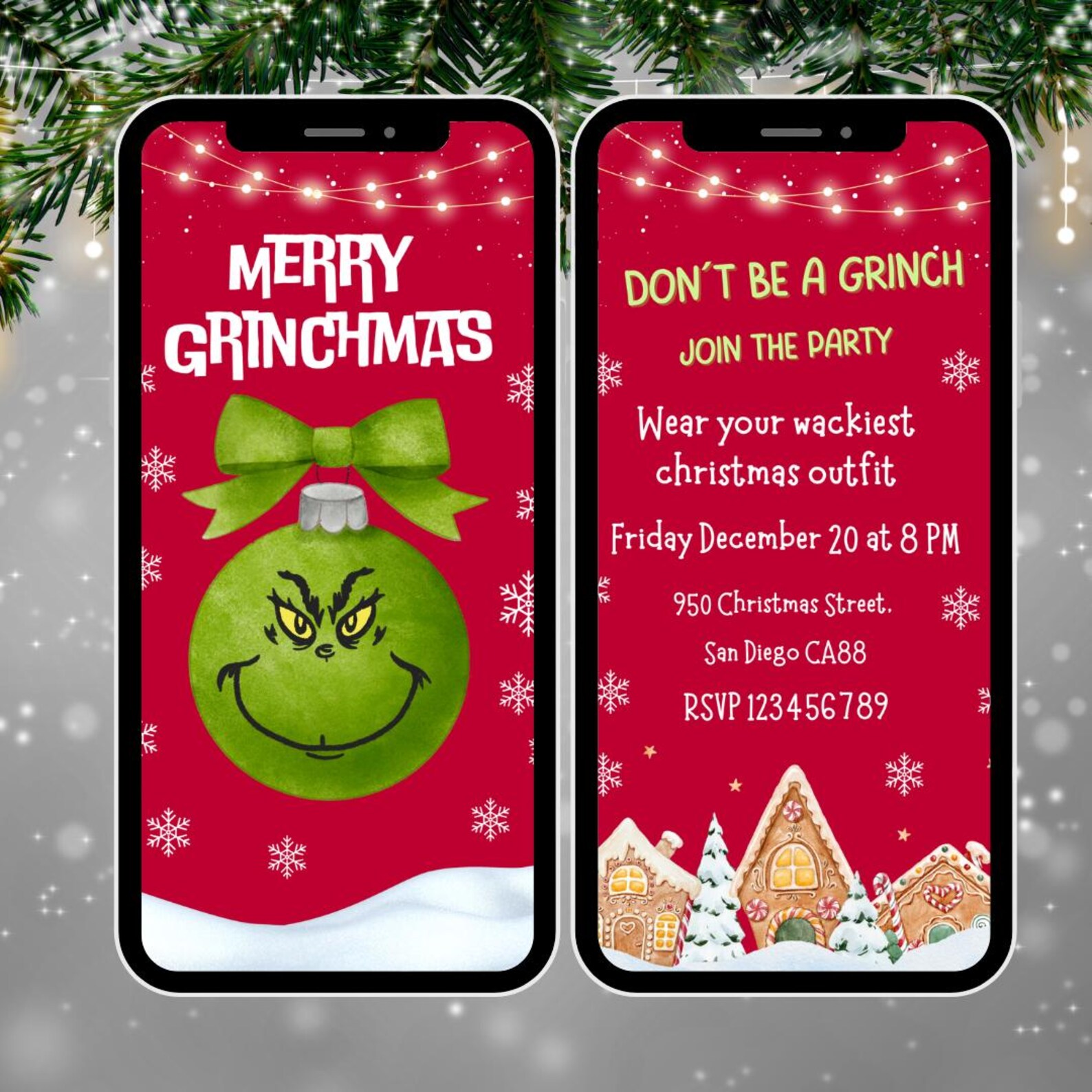 Grinch Invitation Invite Animated Christmas Party Invitation Animated ...
