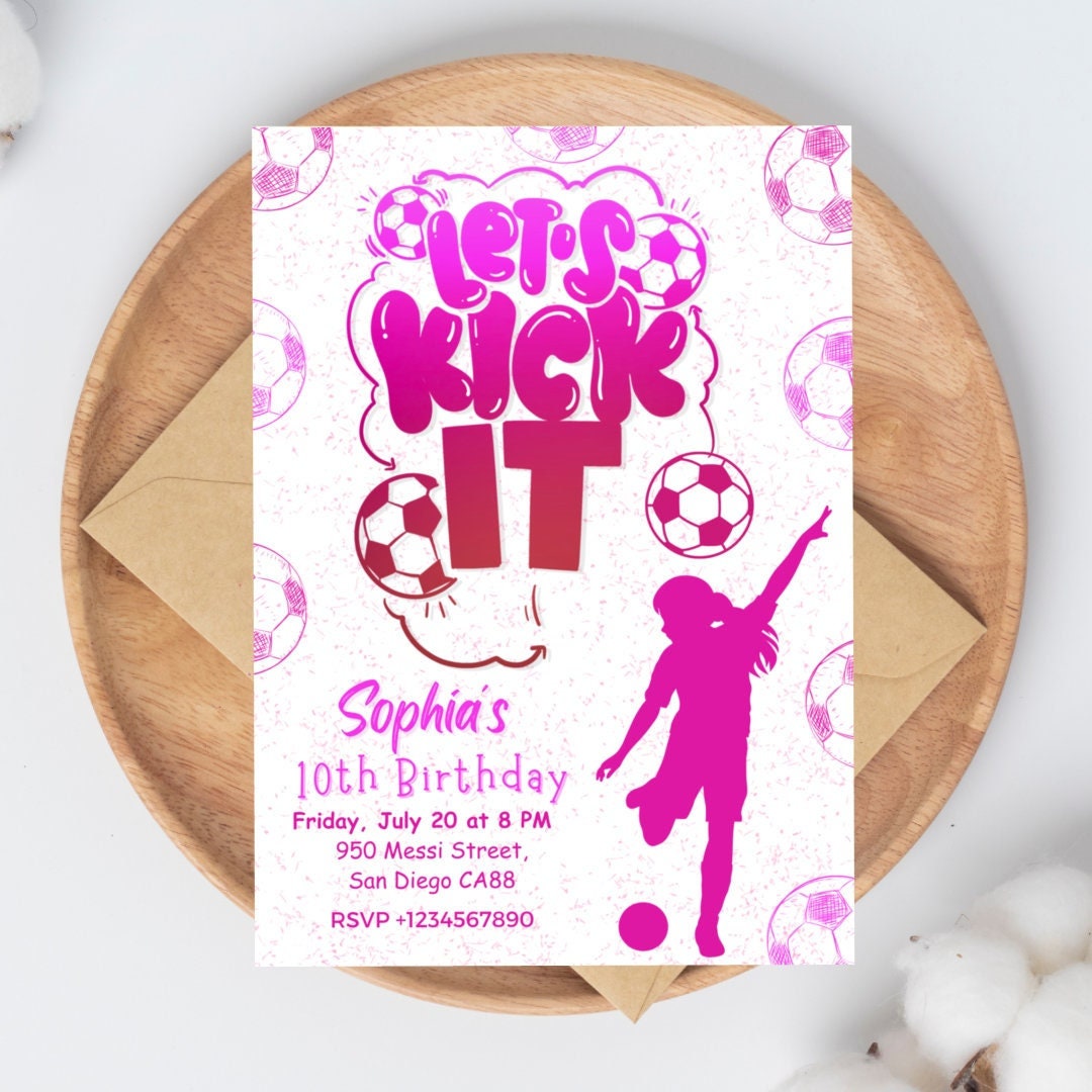 Soccer Birthday Invitation for Girl Soccer World Cup Birthday Football ...
