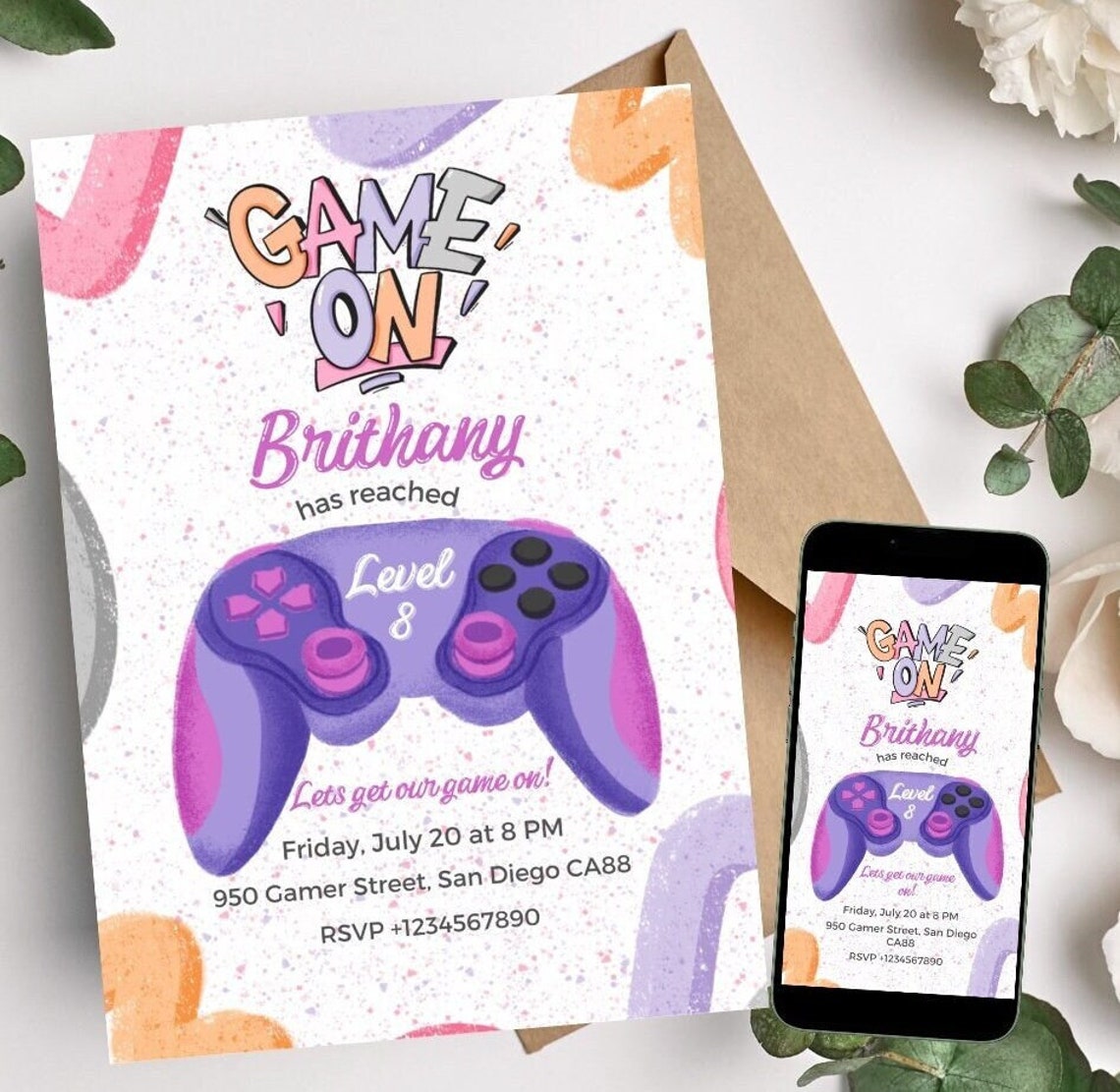 Gamer Birthday Invitation for Girl Printable & Editable Birthday ...