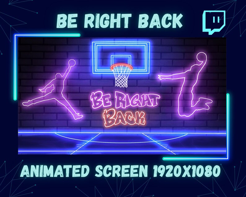 Animated Neon Basketball Background – Twitch Stream Screens (starting ...