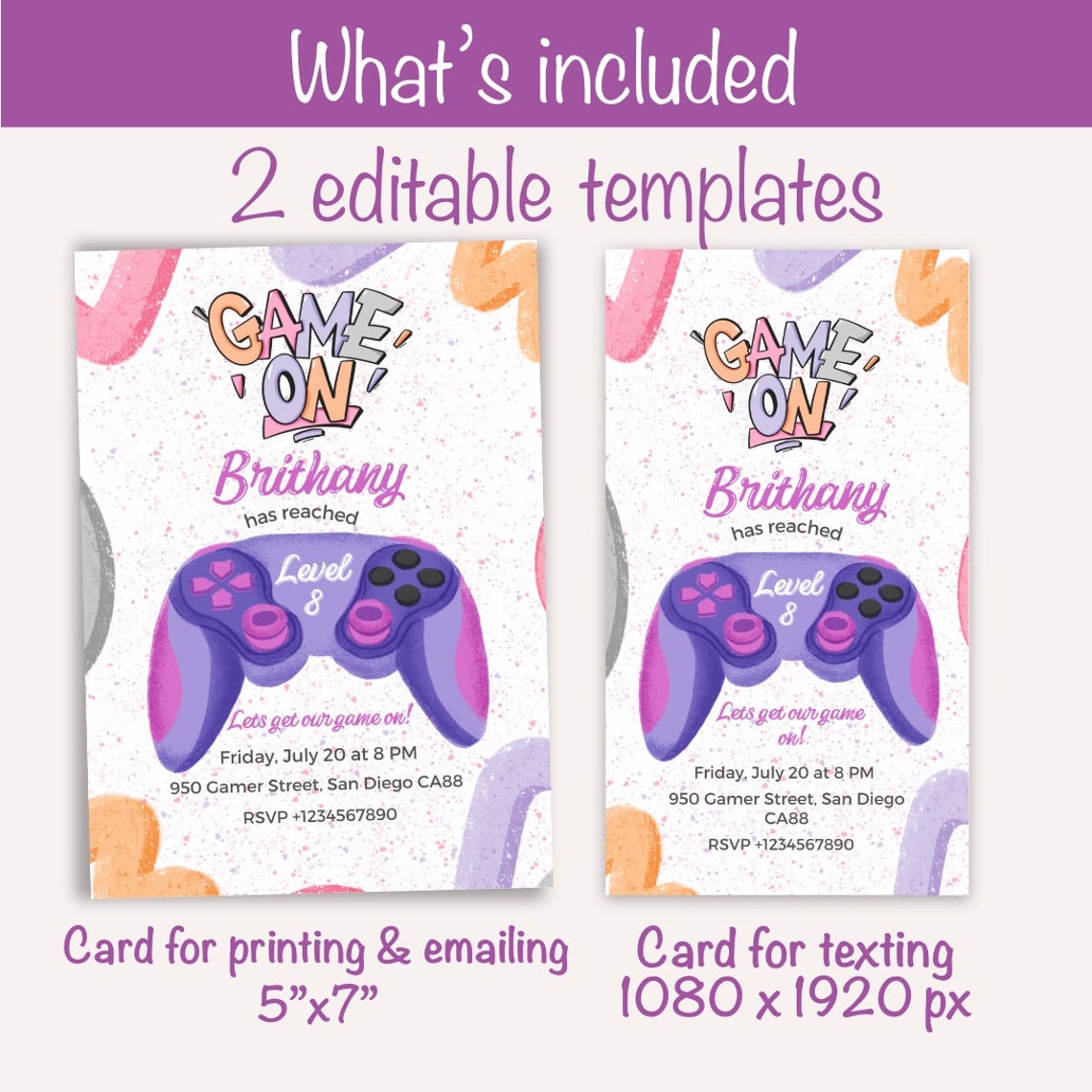 Gamer Birthday Invitation for Girl Printable & Editable Birthday ...