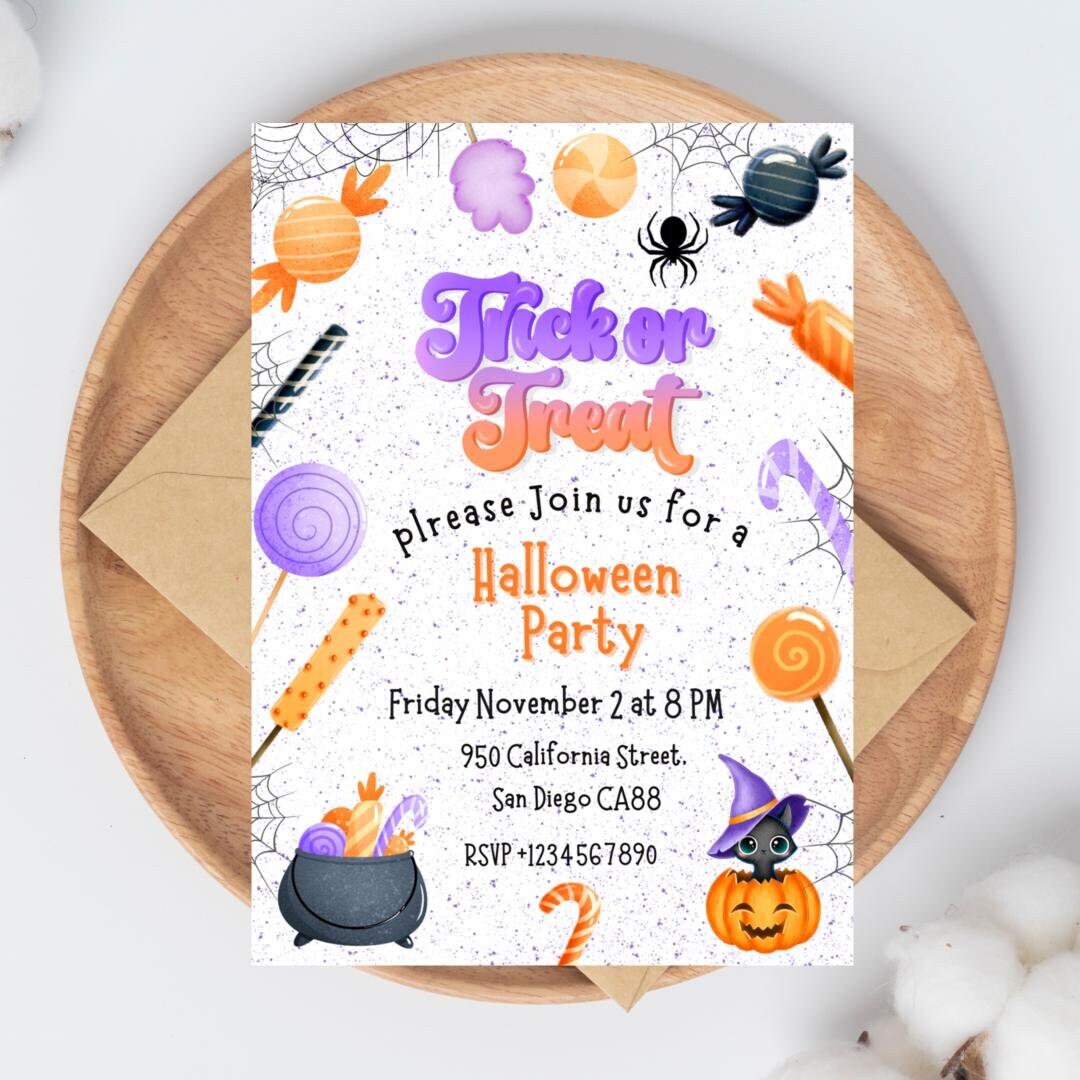 Editable Halloween Trick or Treat Invitation, Halloween Trick or Treat ...