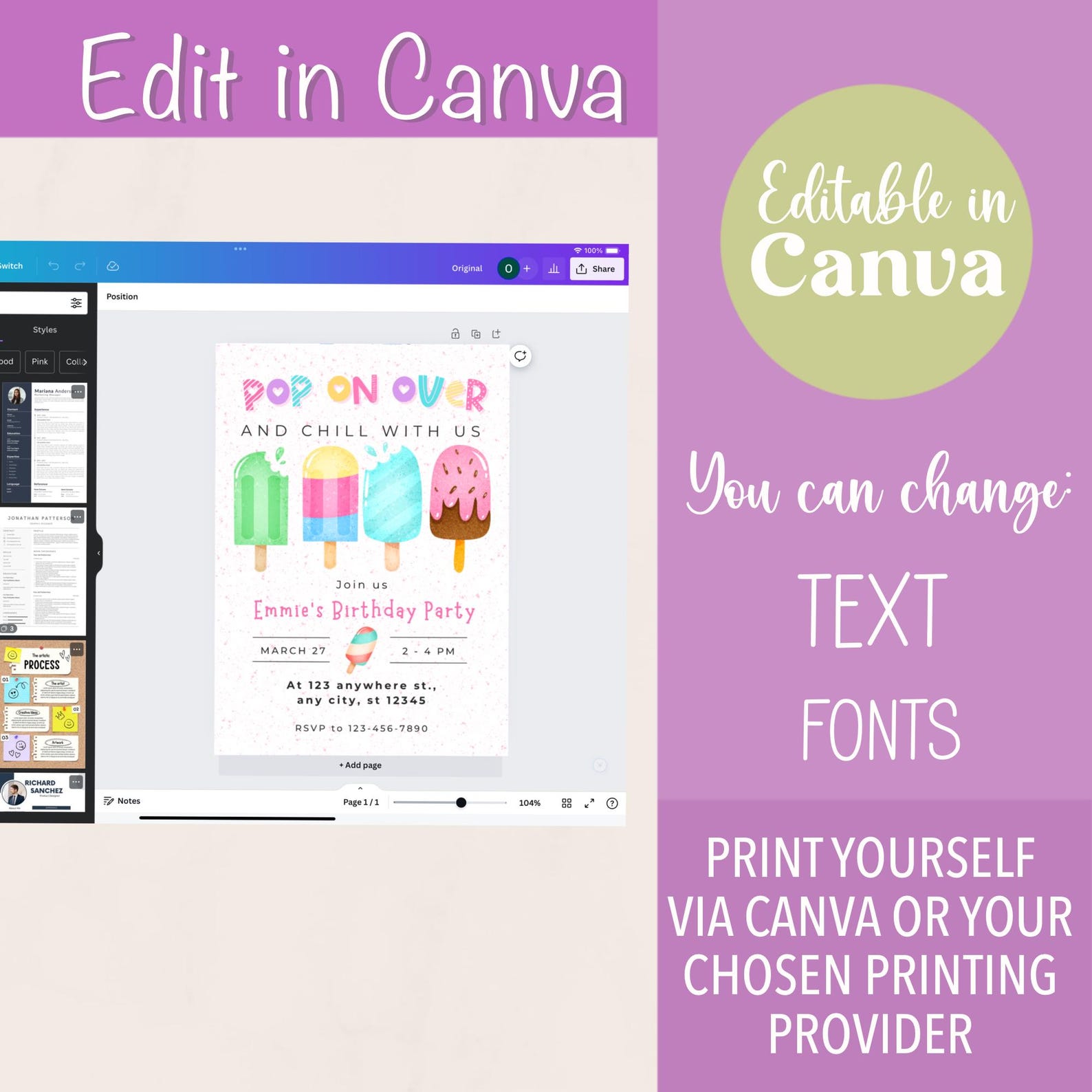 Editable Popsicle Birthday Invitation Popsicle Birthday Invite Pop on ...