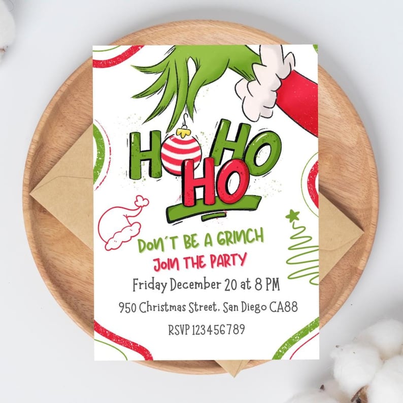 Editable Grinchmas Party Invite Christmas Party Invitation Don't Be a ...