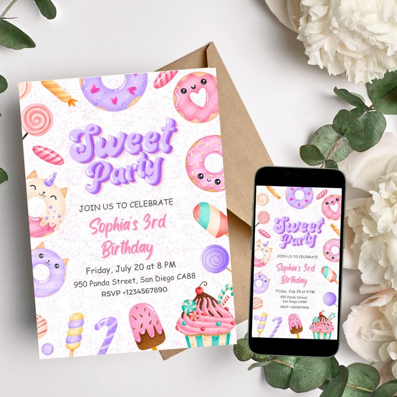 Sweets Candy Invitation Sweet Candy Birthday Invitation Sweet ...