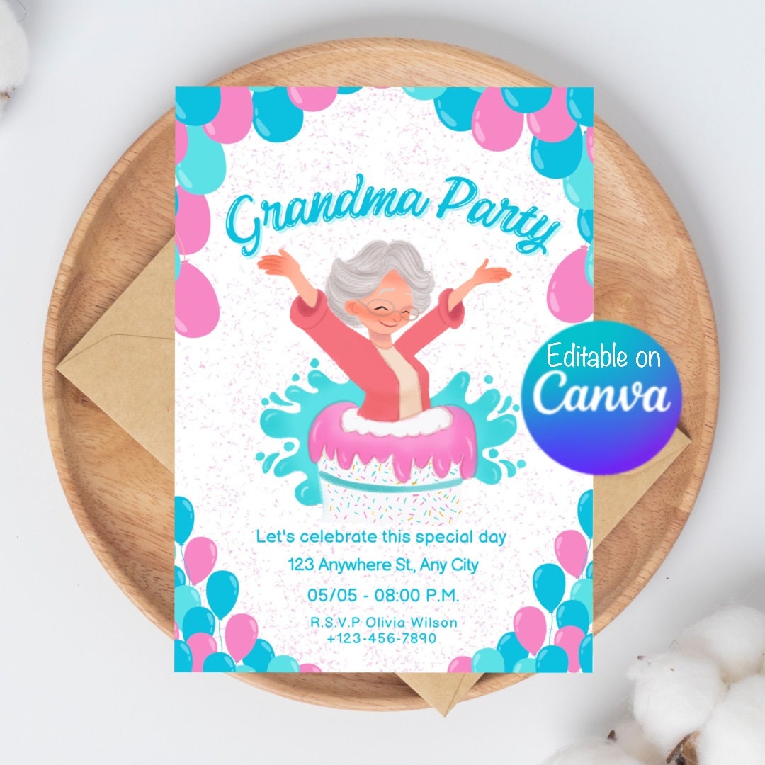 Grandma Birthday Invitation Template Grandmother 80th Birthday ...