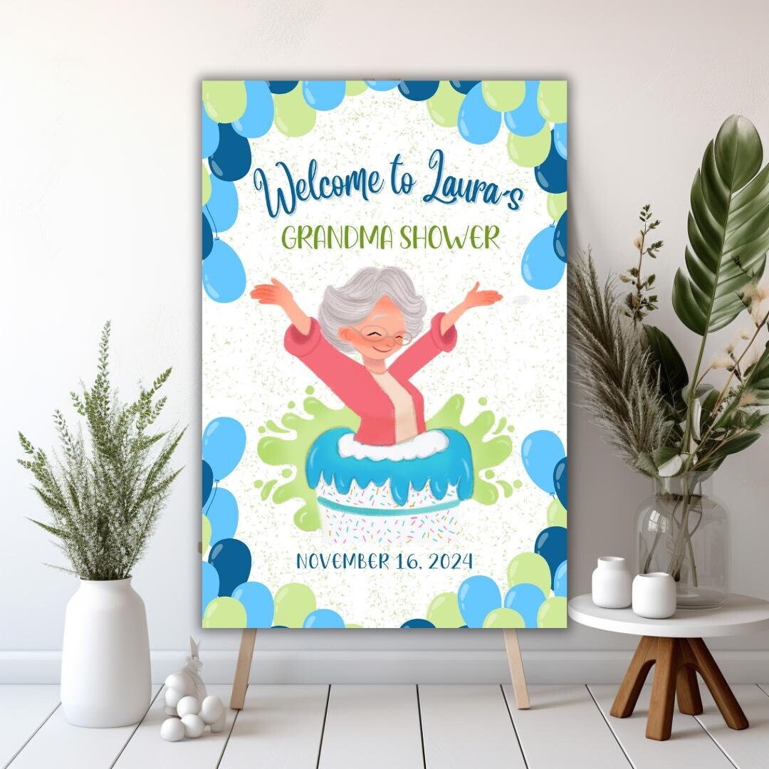 Gradma Shower Welcome Sign Editable in Canva Grandma Party - Etsy