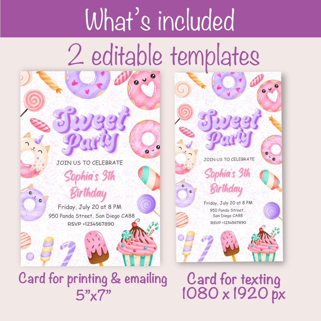 Sweets Candy Invitation Sweet Candy Birthday Invitation Sweet ...