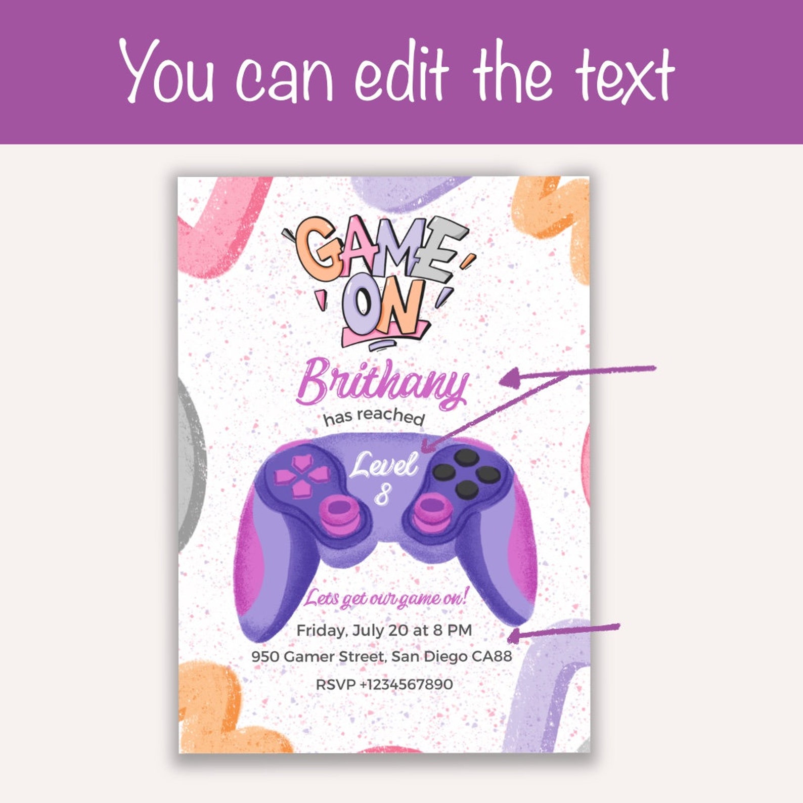 Gamer Birthday Invitation for Girl Printable & Editable Birthday ...