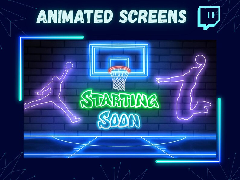 Animated Neon Basketball Background – Twitch Stream Screens (starting ...