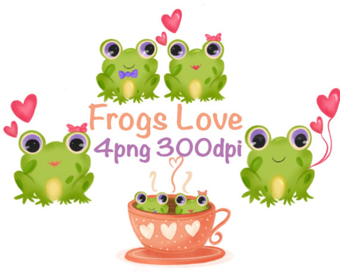 Cute Cartoon Frogs & Toads Valentines Day, Clipart Valentines Day ...