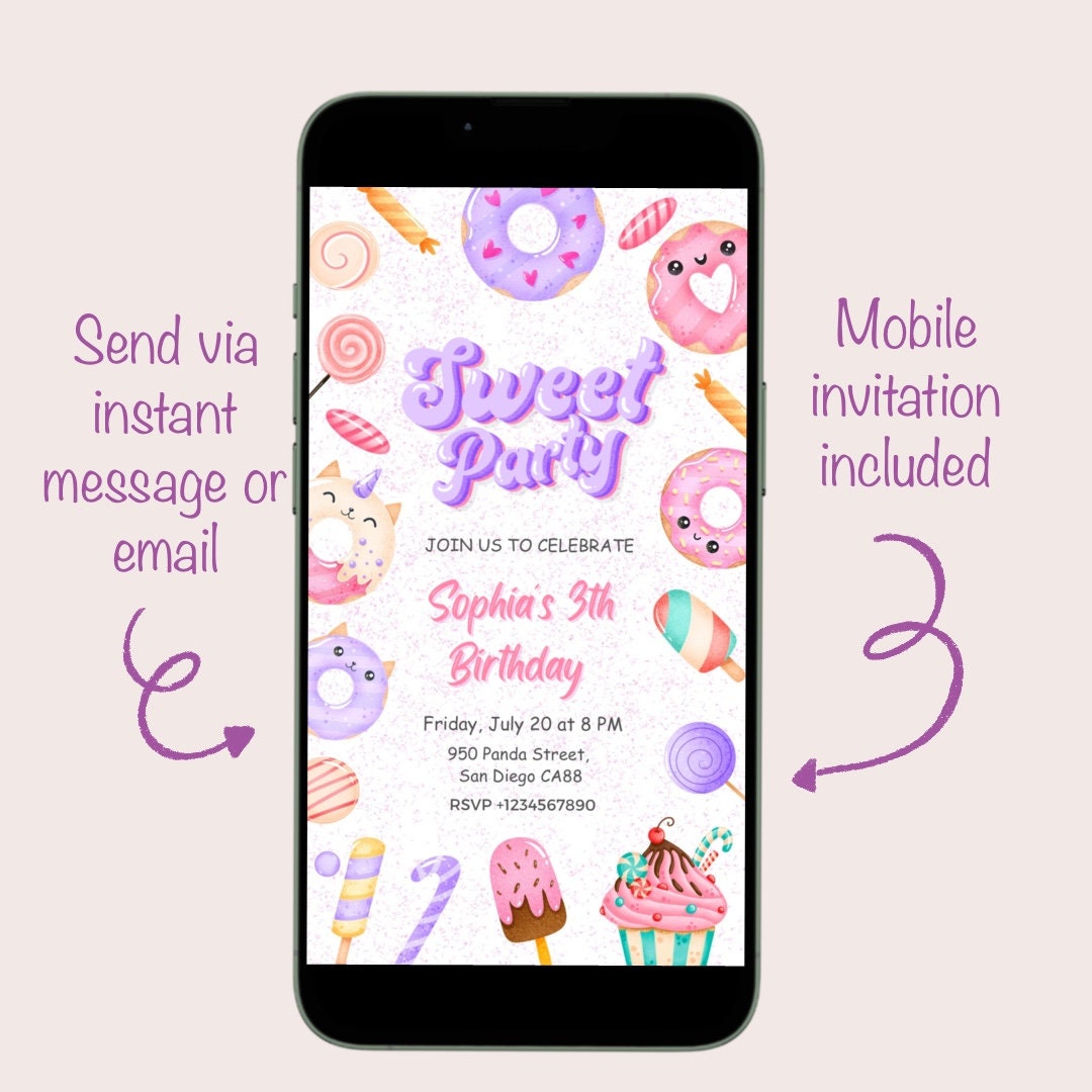 Sweets Candy Invitation Sweet Candy Birthday Invitation Sweet ...