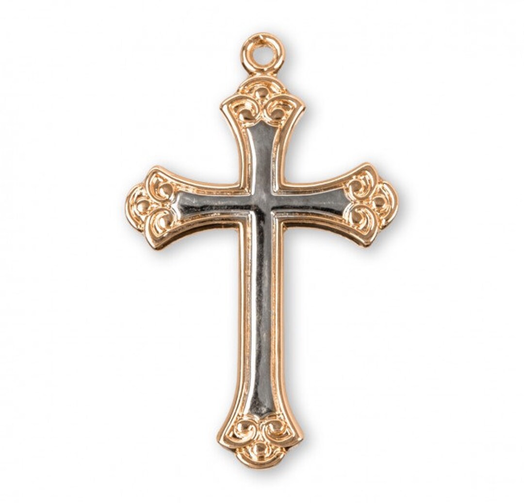 Beautiful Cross Pendant Necklace, With Two-tone Gold and Silver ...