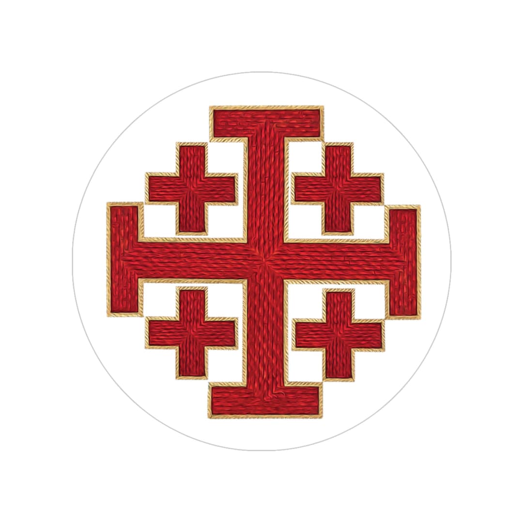 Jerusalem Cross Transparent Outdoor Sticker, Round, 1pcs - Holy Land ...